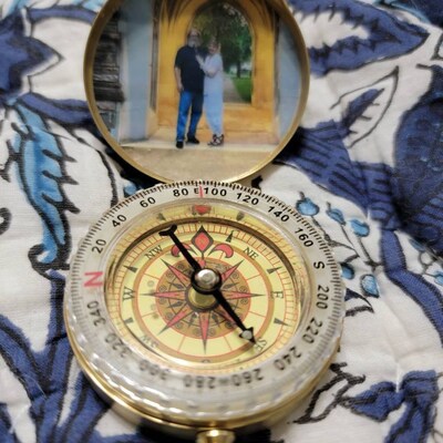 Engraved PHOTO Compass Personalized Compass Bride Gift - Etsy