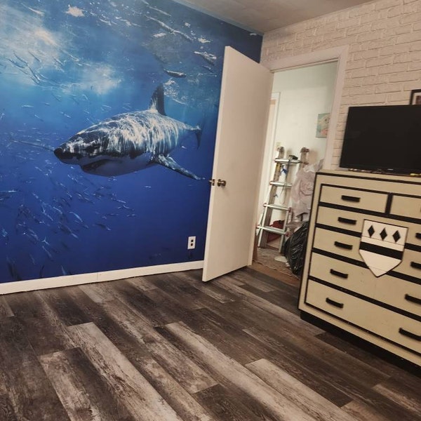 The Shark WALLPAPER MURAL, Underwater Wall Mural, Large Wall Mural ...