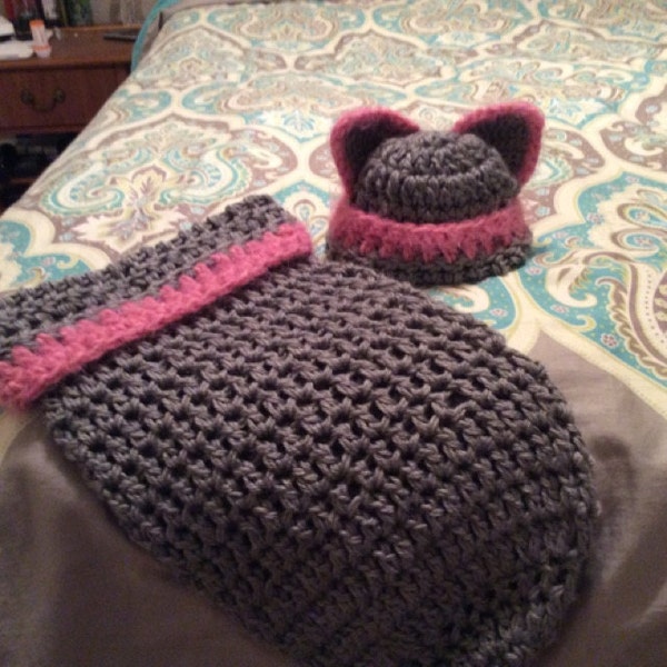 Crochet PATTERN, Newborn Kitty Hat and Cocoon Digital PDF Pattern - Etsy