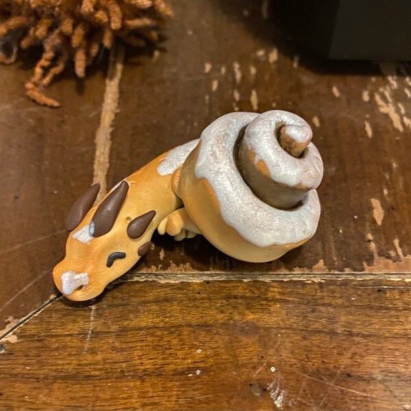 Cinnamon Roll Inspired Polymer Clay Lindworm Dragon Figure - Etsy