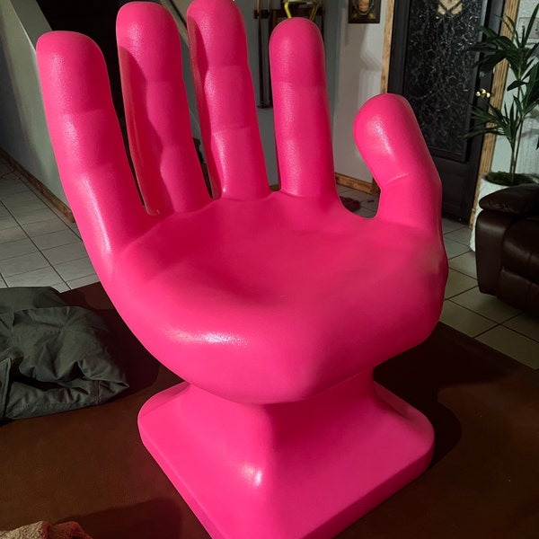 Neon Pink RIGHT Hand Shaped Chair 32" Tall Adult Size 70's Retro EAMES ...