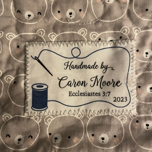 Set of 12 Sewing Labels, Iron on or Sew on Quilt Tags, Personalized ...