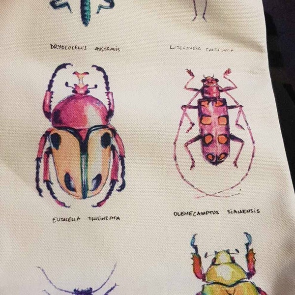 Ivory Bugs & Insects Fabric for Curtains Upholstery Dressmaking - Bee ...