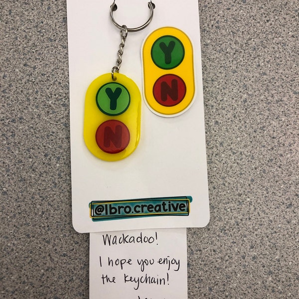 Bluey Inspired Yes/no Button Acrylic Keychain - Etsy