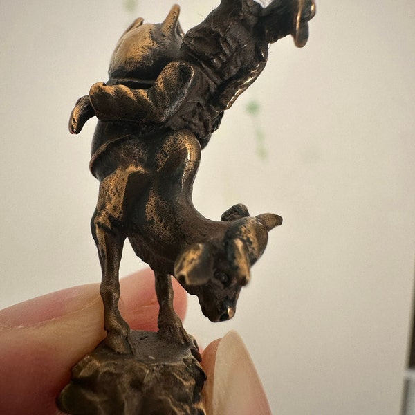 Solid Bronze Bull Rider Statue - Miniature - Etsy