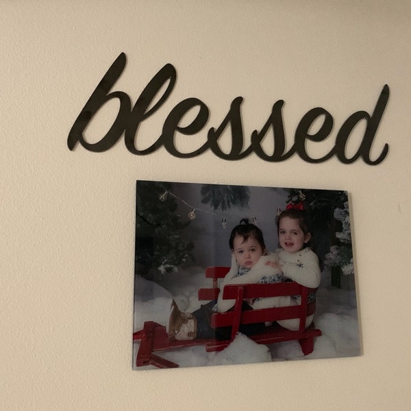 Blessed 23" Rustic Raw Steel Cursive Word Art Wall Sign Metal Home ...