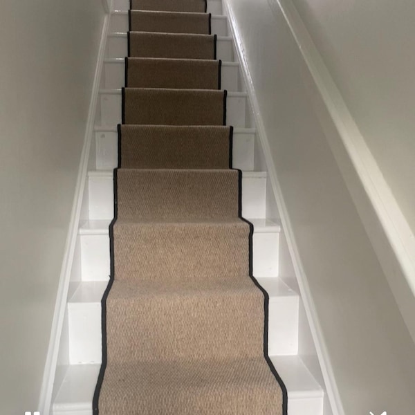 Stripe Quality Wool Stair Runner Loop Pile 100% Wool Edge - Etsy UK