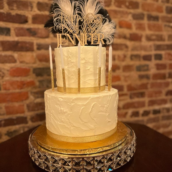 Gold Feather Cake Topper Great Gatsby 1920s Customized Wedding Cake ...