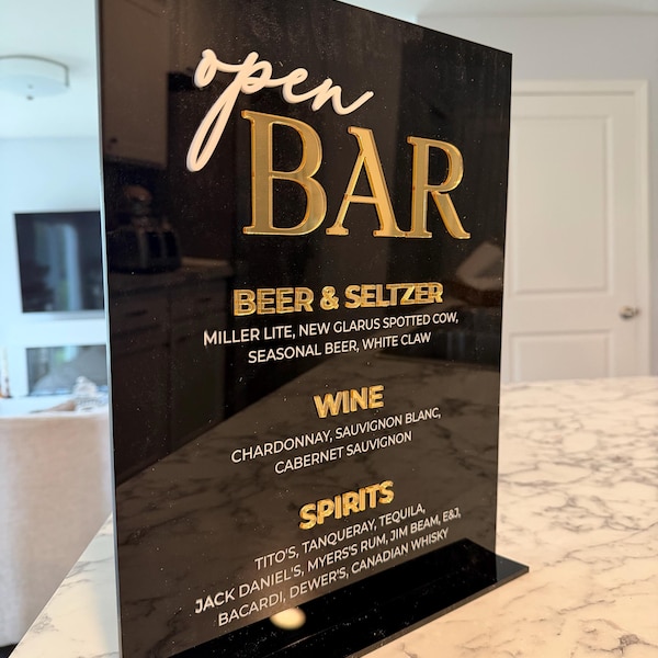 Gold Mirror Bar Sign - Wedding Bar Menu - Signature Cocktails - Bar ...