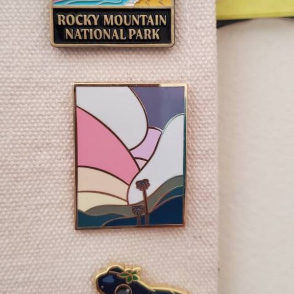 Palm Tree Sunset Enamel Lapel Pin / Los Angeles California Gift ...