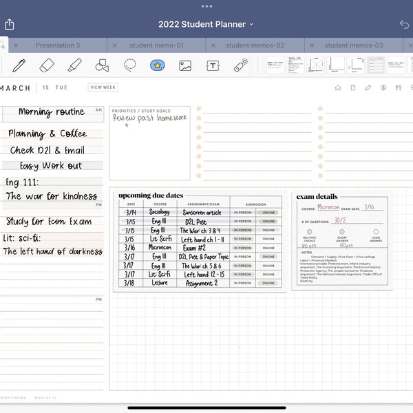 Undated Weekly Dashboard Digital Planner for Goodnotes, Portrait Mode ...