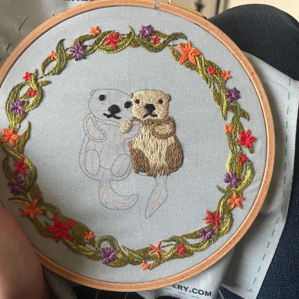 Cute Otter Embroidery Pattern, Thread Painting Pattern PDF, Otter Cross ...