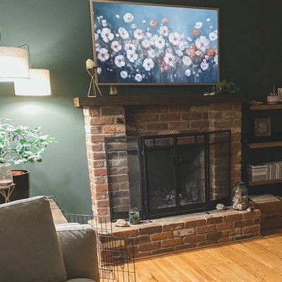 Rustic Earthy Vintage Landscape Frame TV Art, Dark Green Moody Country ...