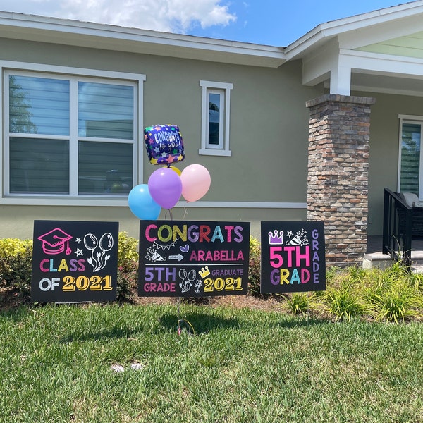 5th Grade Graduation Lawn Sign for Girl Class of 2023 Yard Sign ...