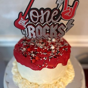 One Rocks Rock N Roll Born to Rock Theme Cake Topper - Etsy