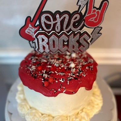 One Rocks Rock N Roll Born to Rock Theme Cake Topper - Etsy