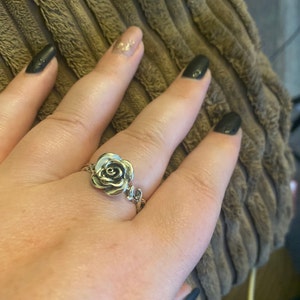 925 Sterling Silver Enchanted Rose Ring Adjustable Rose Flower Forever ...