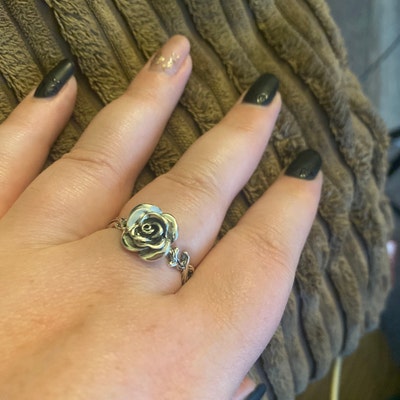 925 Sterling Silver Enchanted Rose Ring Adjustable Rose Flower Forever ...