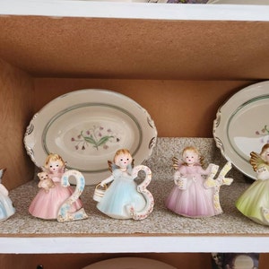 Vintage Adorable Angel Set-set of 4 Angels-white Gowns-gold Trim-mid ...