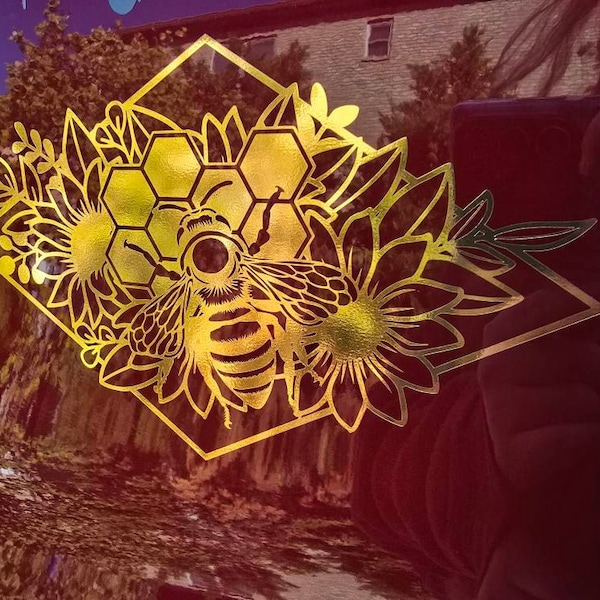Geometric Bumblebee Sunflower Premium Vinyl Decal || Custom Designed ...