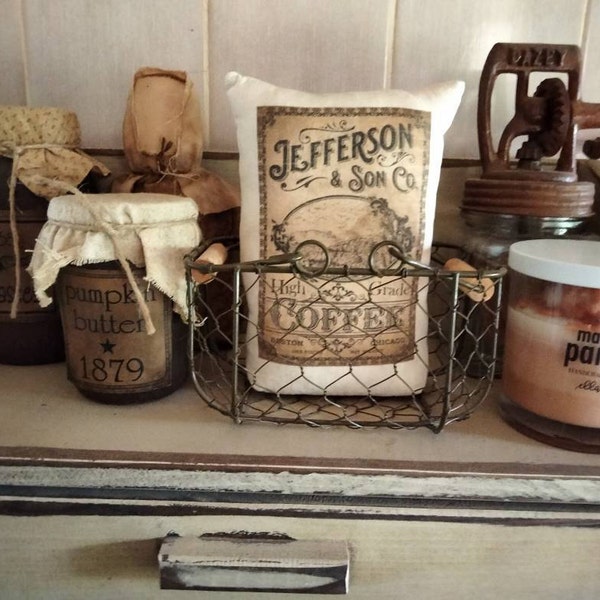 Primitive Coffee Sack Decoration ~ Primitive Pantry Decor ~ Primitive ...
