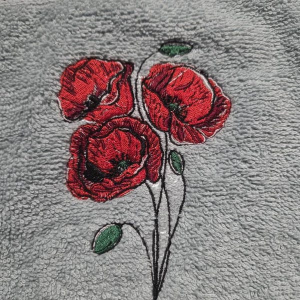Red Poppy Flower Embroidery Design, Floral PES File - Etsy