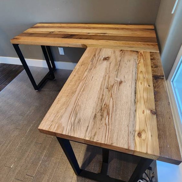 Customized L Shaped Desk With Curve, You Pick Your Tables, Corner Desk ...