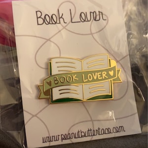 Book Lover Enamel Pin Bookish Enamel Pin Open Book Reading Pin Bookworm ...