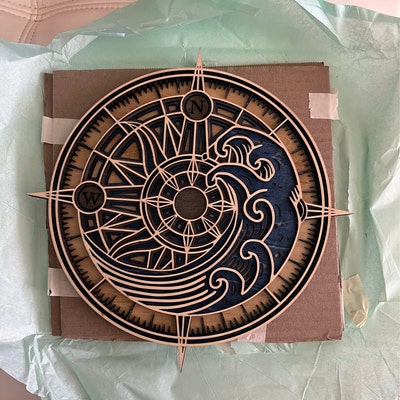Wood Compass Sign Laser Cut Nautical Decor Handmade - Etsy