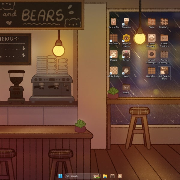 Bear Cafe Theme Pack | Cute Cozy Coffee Aesthetic Wallpaper & Icons ...