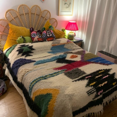 Small Black Wool Area Rug Living Room Runner Rug - Etsy