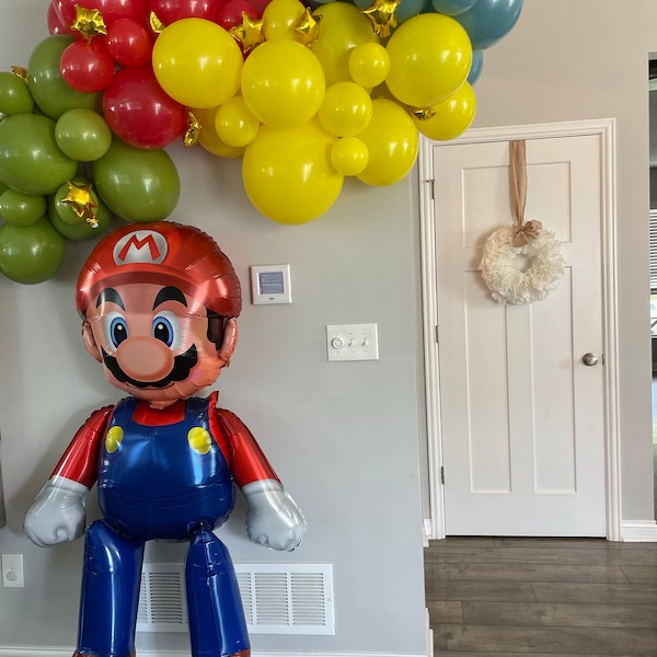 Mario Bros Balloon Garland, Super Mario Party Decorations, Muted Mario ...