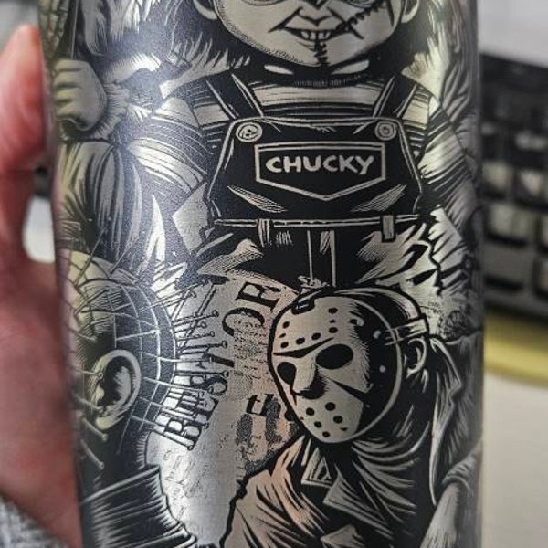 Horror Movie Killer Engraved Stainless Steel Tumbler With Lid and Straw ...