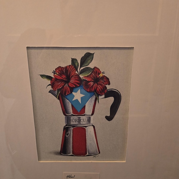 Boricua Greca Coffee Pot Art Print | Puerto Rico Cafetera Wall Decor ...
