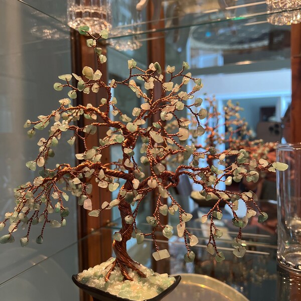 Aventurine Willow Gemstone Bonsai Tree: Handmade Wire Sculpture, Tree ...