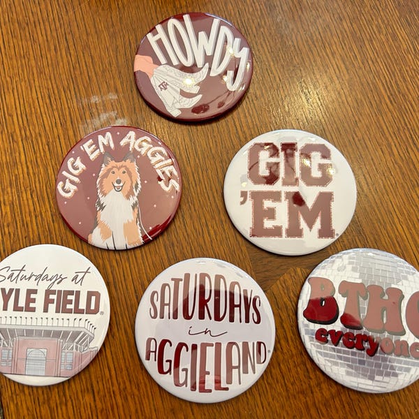 Purple & Gold Game Day Tailgate Buttons | Game Day Pins | College ...