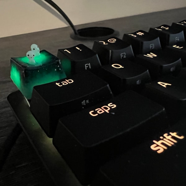 Glow in the Dark Artisan Keycap | Iridescent Glitter, Anime Keycap - Etsy