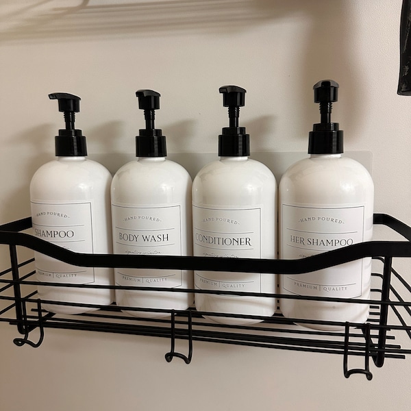 16oz PLASTIC Soap Bottles With Waterproof Label, Shower Bottles ...