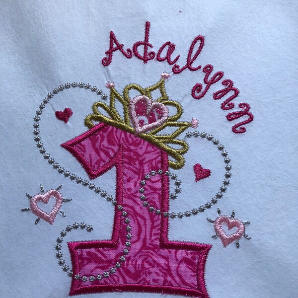 Princess Tiara + Pearls #1 Applique Machine Embroidery Design Birthday ...