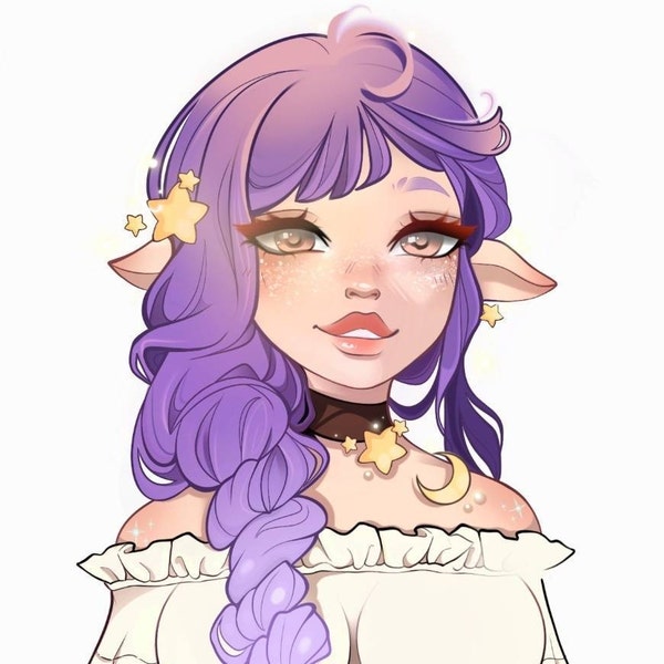 Moon & Stars Pngtuber | Cute Girl Pngtuber | Fantasy Theme | Streaming ...