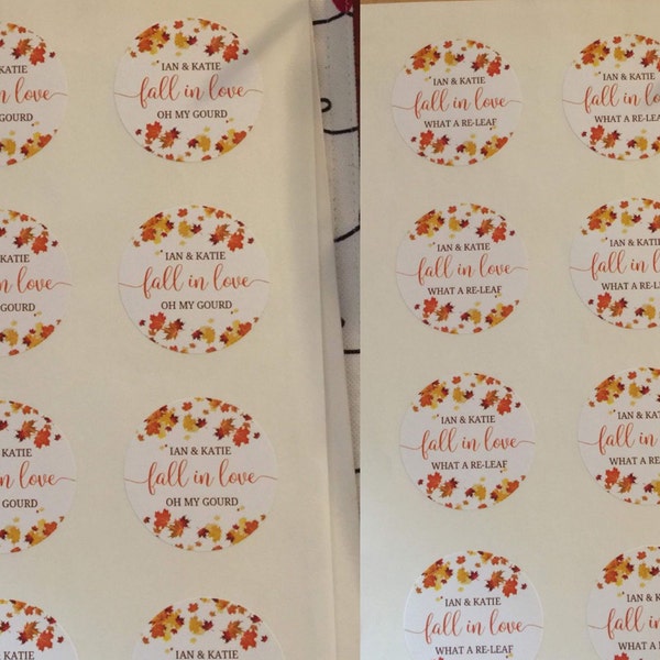 Fall in Love Stickers Fall Wedding Sticker Fall Wedding Favor Sticker ...