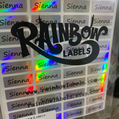 SILVER Hologram/silver/glitter Name Labelscustom Name - Etsy