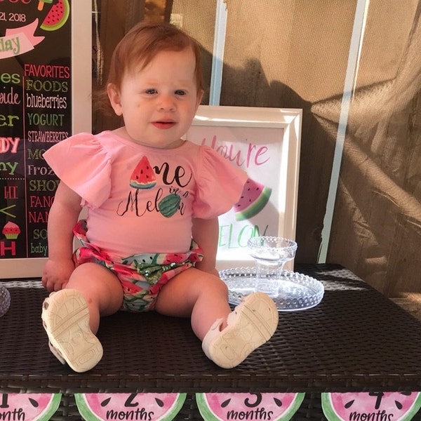1st Birthday Watermelon Outfit, One in a Melon Birthday Girl Set ...