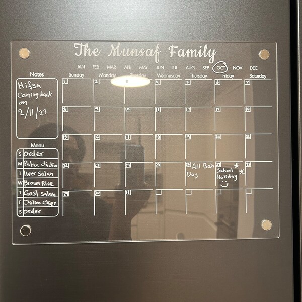 Acrylic Fridge Calendar | Monthly and Weekly Family Planner for ...