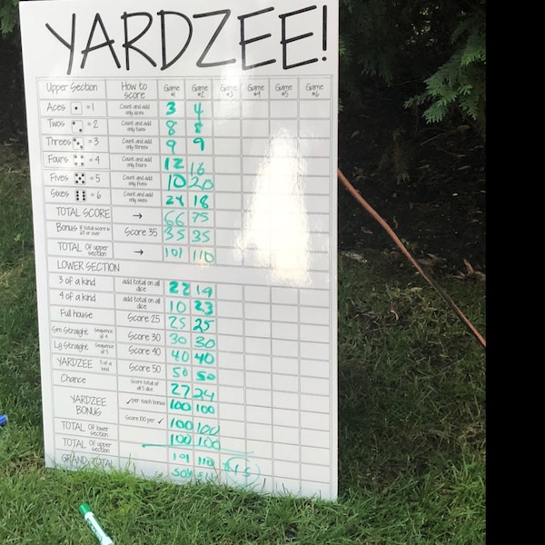 Printable 24x36 YARDZEE/ YAHTZEE Score Card File Fill in the Blank--diy ...