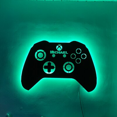XXL Sized Led XBOX Game Controller Back Lit Sign, Game Room Decor, Wall ...