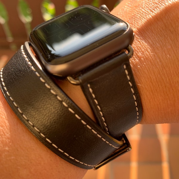Classic Black Twice Around Leather Band | for Men and Women | Black ...