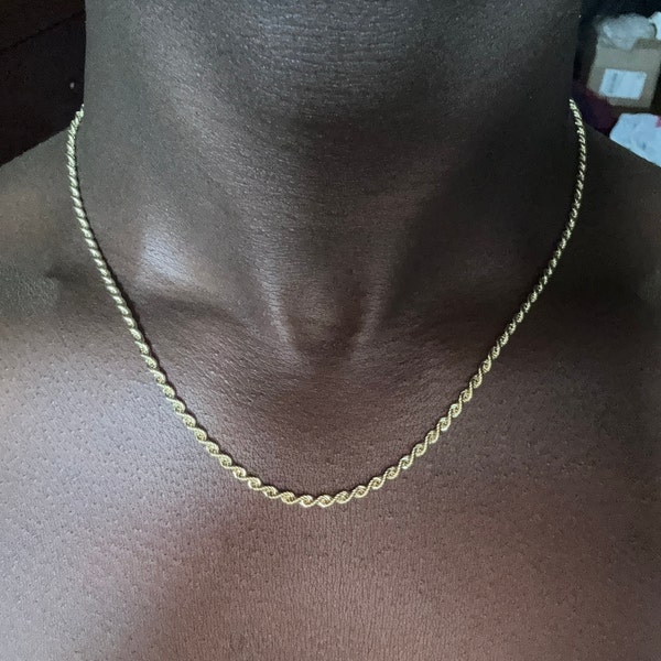 18K Solid Yellow Gold Box Chain Necklace, Real 18K Gold Box Chain for ...