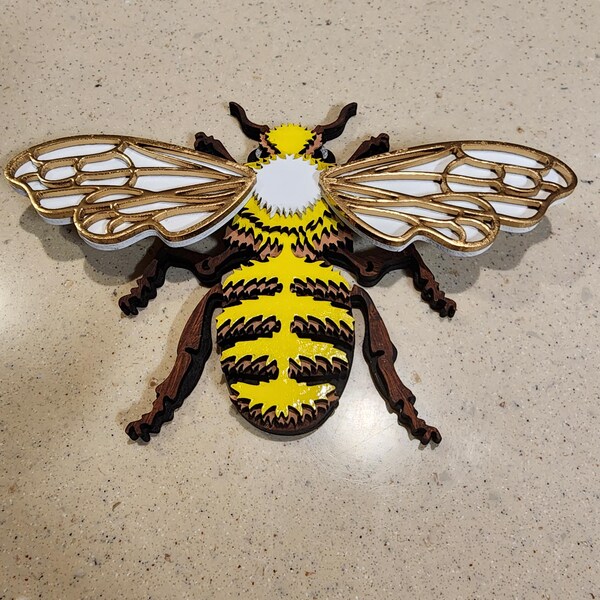 3D Layered Bee SVG PDF EPS, 3D Layered Bee, Layered Papercut Svg, Bugs ...