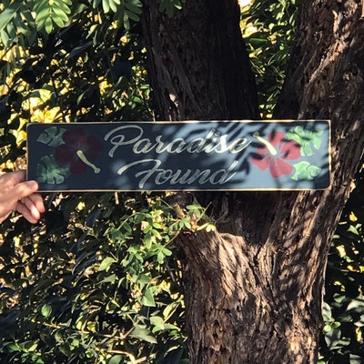 Paradise Found, Pool Sign, Hibiscus, Summer, Warm, Home Decor, Lake ...